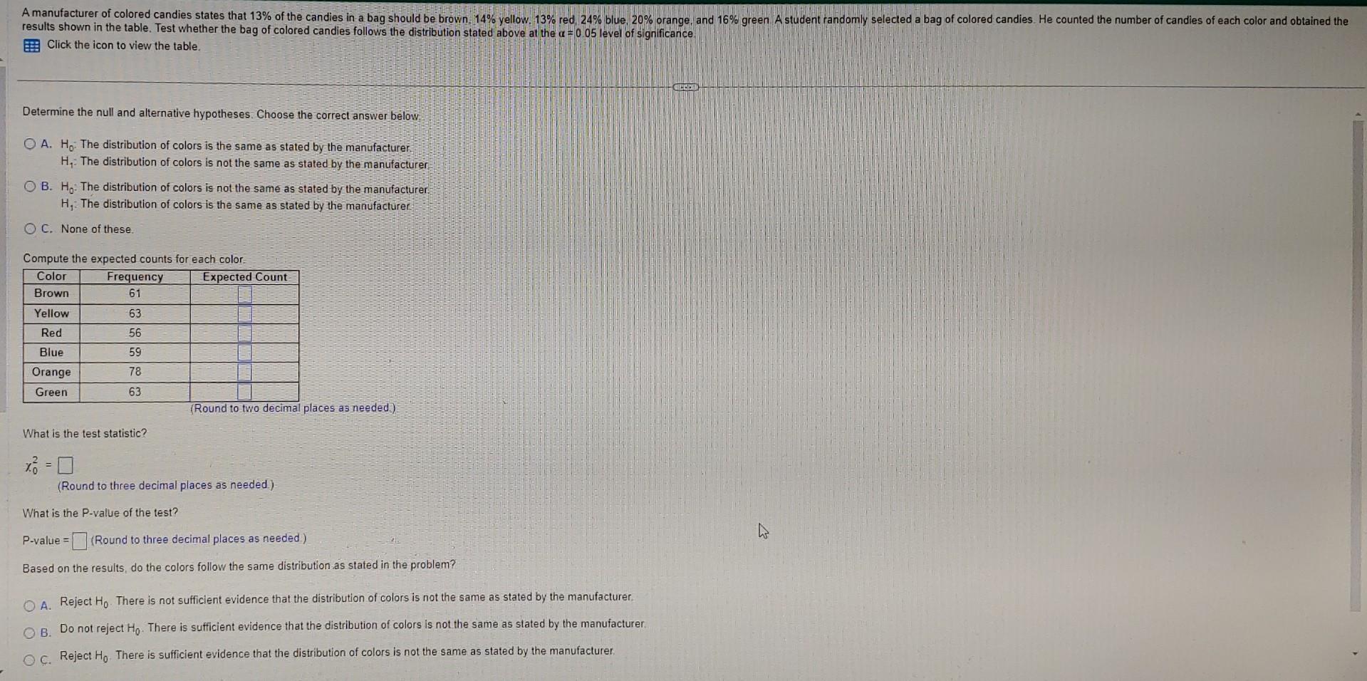 Solved Determine the null and alternative hypotheses. Choose | Chegg.com