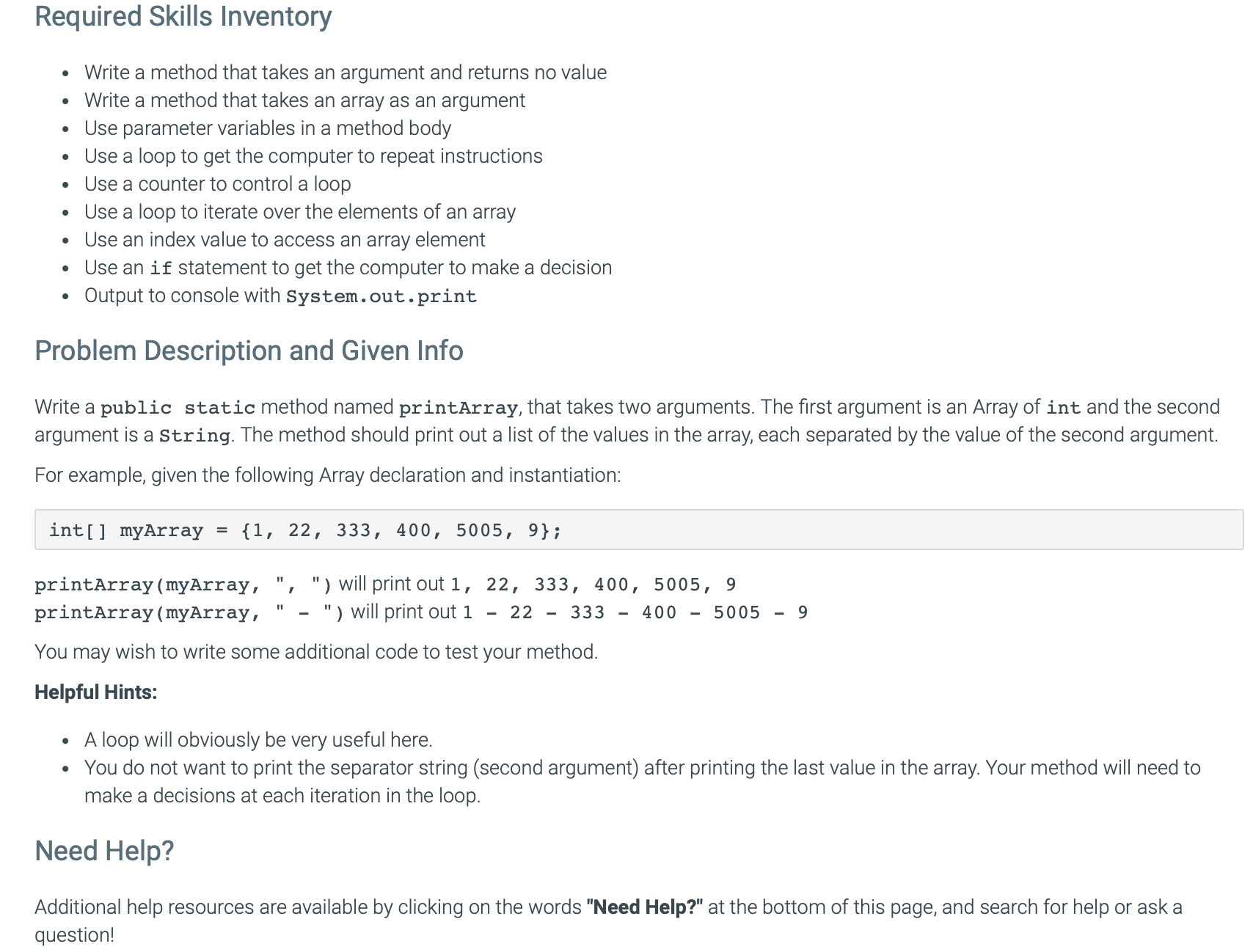 Solved Print Array: Please step by step and show full Java | Chegg.com