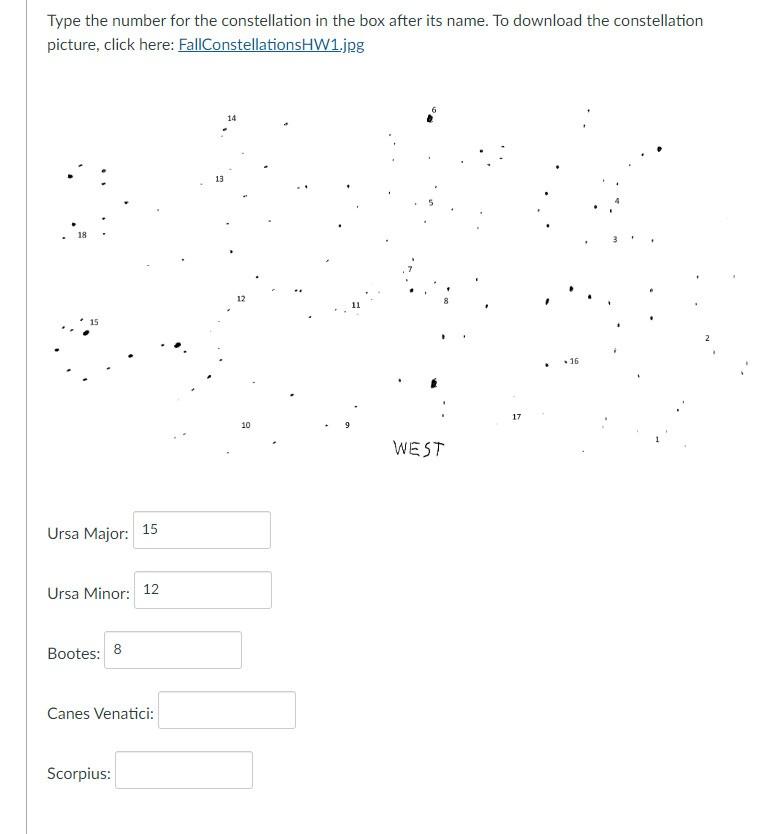 Solved Type the number for the constellation in the box | Chegg.com