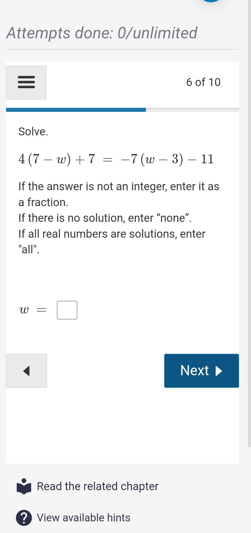 Solved Attempts done: 0/unlimited Solve. t−46=3t+46 If there | Chegg.com