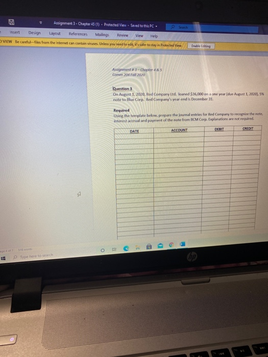 Solved Assignment 3. Chapter 45 (1) . Protected View - Saved | Chegg.com