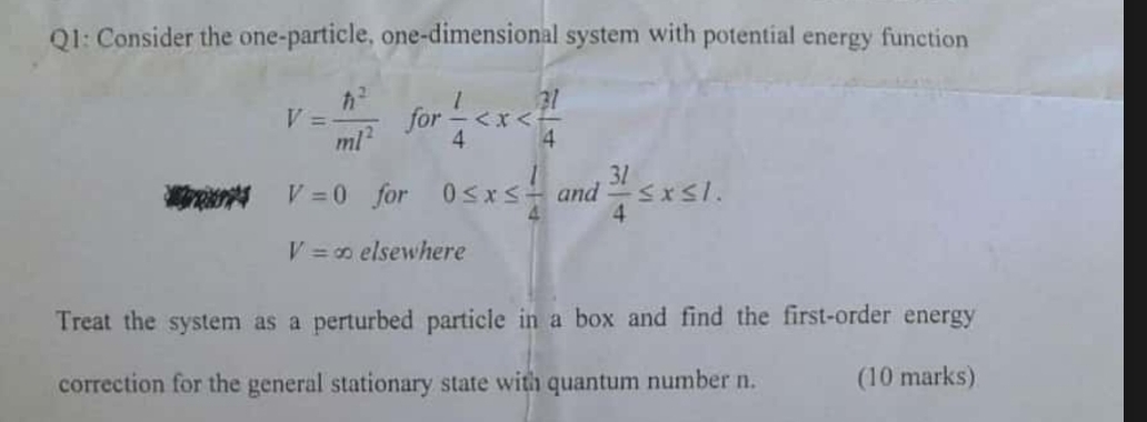 Solved Q1: Consider the one-particle, one-dimensional system | Chegg.com