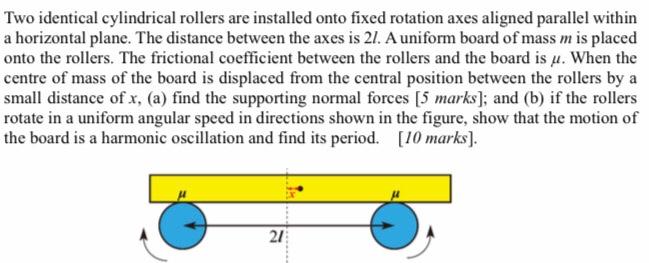 Solved Two identical cylindrical rollers are installed onto | Chegg.com