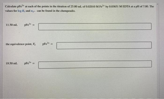 Solved Calculate pFet at each of the points in the titration | Chegg.com
