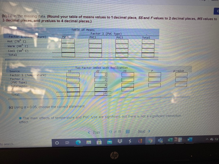 Solved Three samples of each of three types of PVC pipe of | Chegg.com