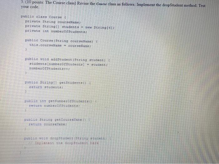 Solved 3.(10 points: The Course class) Revise the Course | Chegg.com