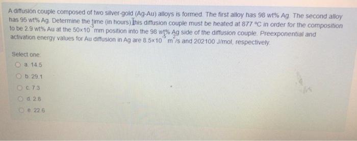 Solved A diffusion couple composed of two silver-gold | Chegg.com