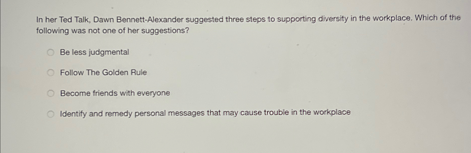 Solved In her Ted Talk, Dawn Bennett-Alexander suggested | Chegg.com