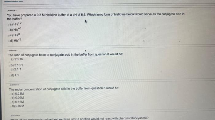 You have prepared a 0.3M histidine buffer at a pH of | Chegg.com