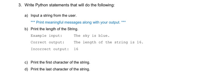 Solved 3. Write Python statements that will do the | Chegg.com