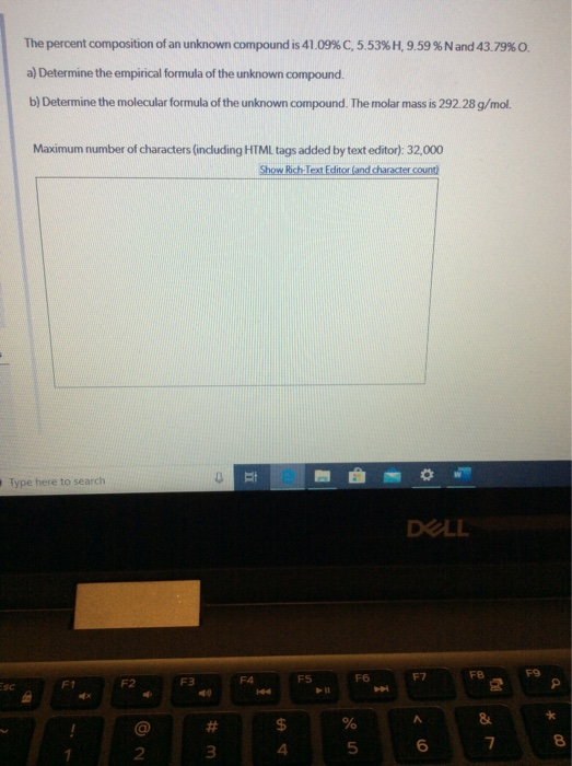 Solved The percent composition of an unknown compound is | Chegg.com