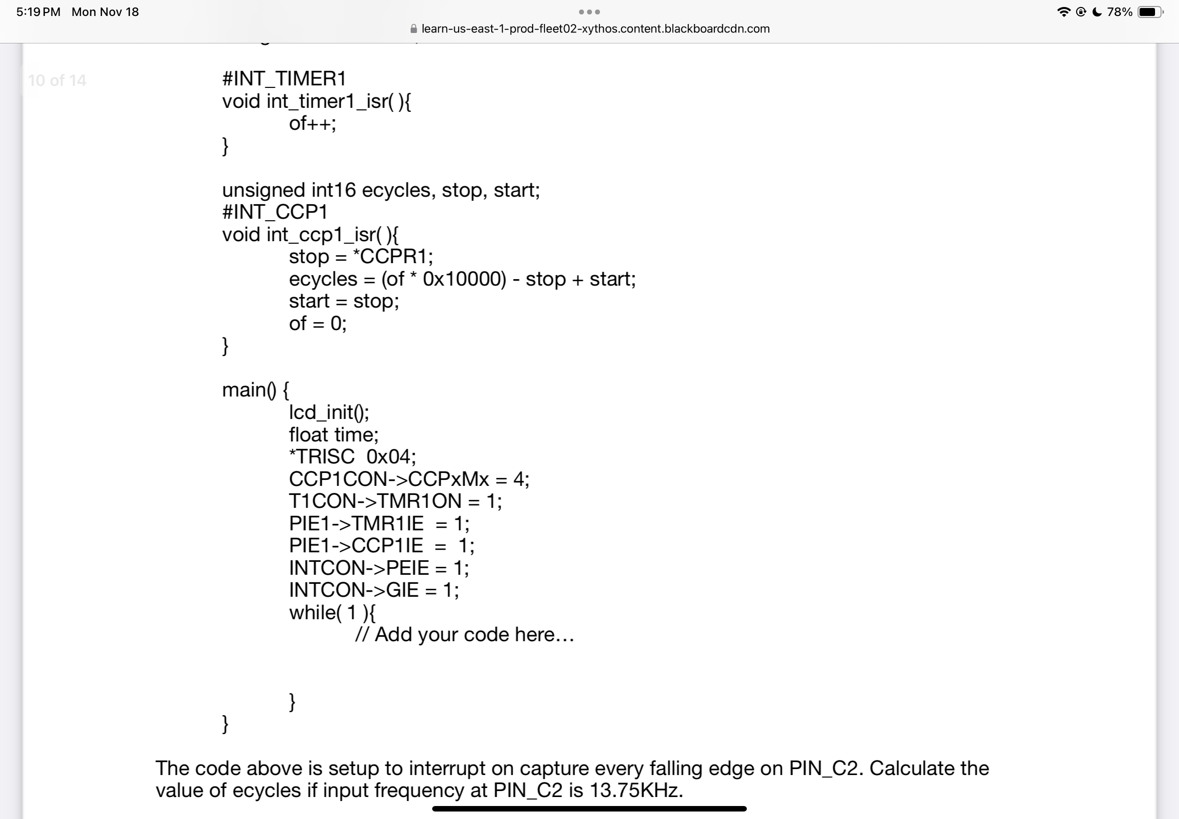 Solved ```#INT_TIMER1void int_timer1_isr(){of++;}unsigned | Chegg.com