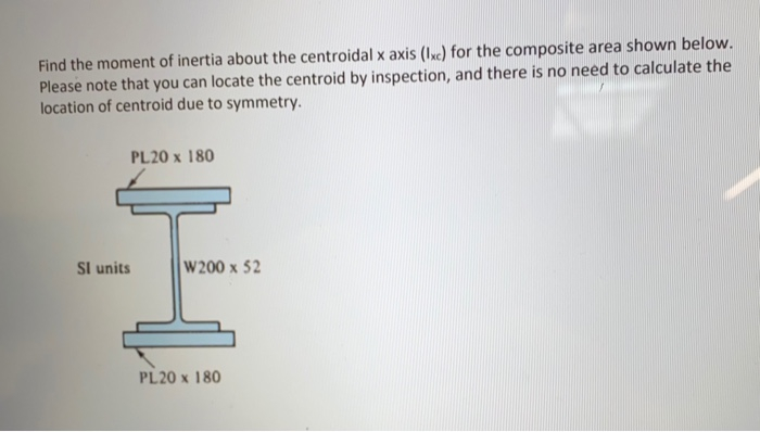 Solved Find the moment of inertia about the centroidal x | Chegg.com