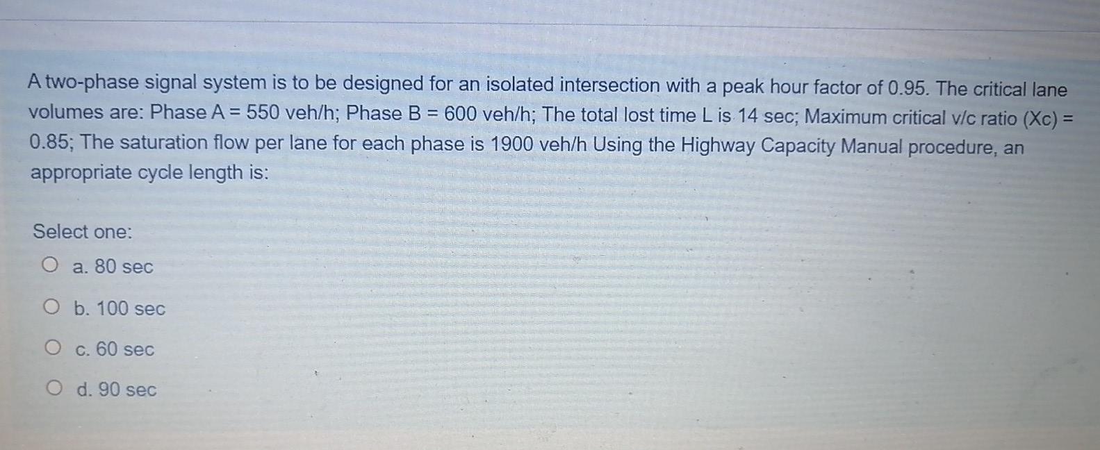 Solved A two-phase signal system is to be designed for an | Chegg.com