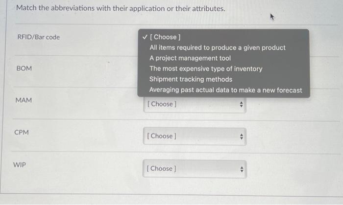 [Solved]: Match the abbreviations with their application or