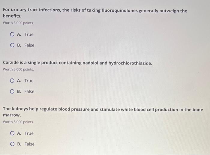 Solved For urinary tract infections, the risks of taking | Chegg.com