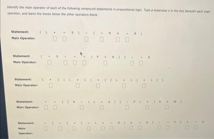Identify the main operator of each of the following | Chegg.com