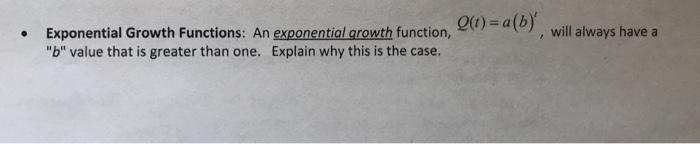 Solved Exponential Growth Functions: An exponential growth | Chegg.com