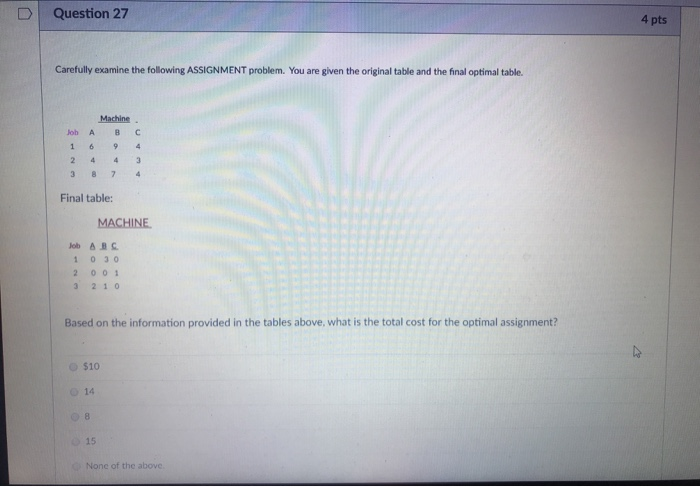 Solved Question 27 4 Pts Carefully Examine The Following 