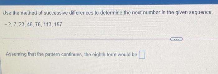 Solved Use the method of successive differences to determine | Chegg.com