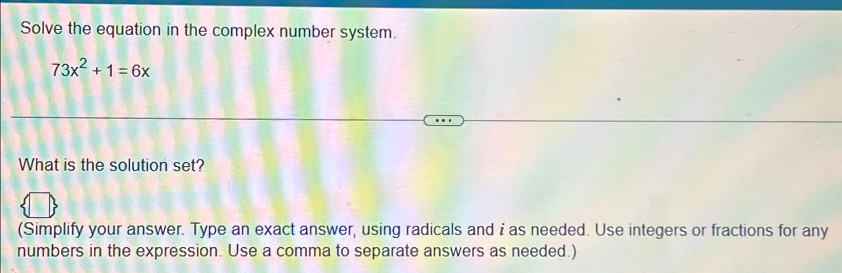 Solved Solve the equation in the complex number | Chegg.com