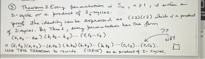 Solved (5) Theorem 2 Every permutation in Sn,n≥1, iz euther | Chegg.com