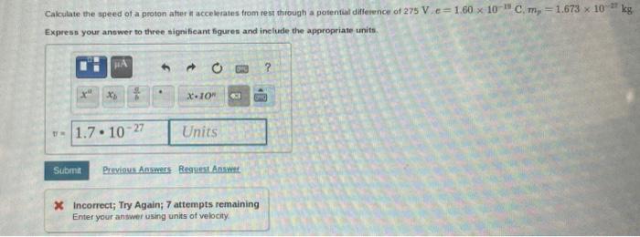 Solved Calculate The Speed Of A Proton After It Accelerates