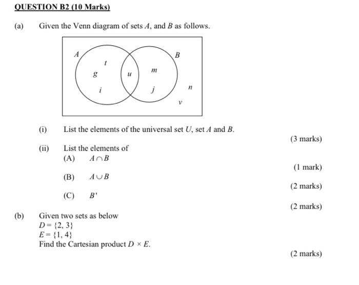 [solved] A Given The Venn Diagram Of Sets A And