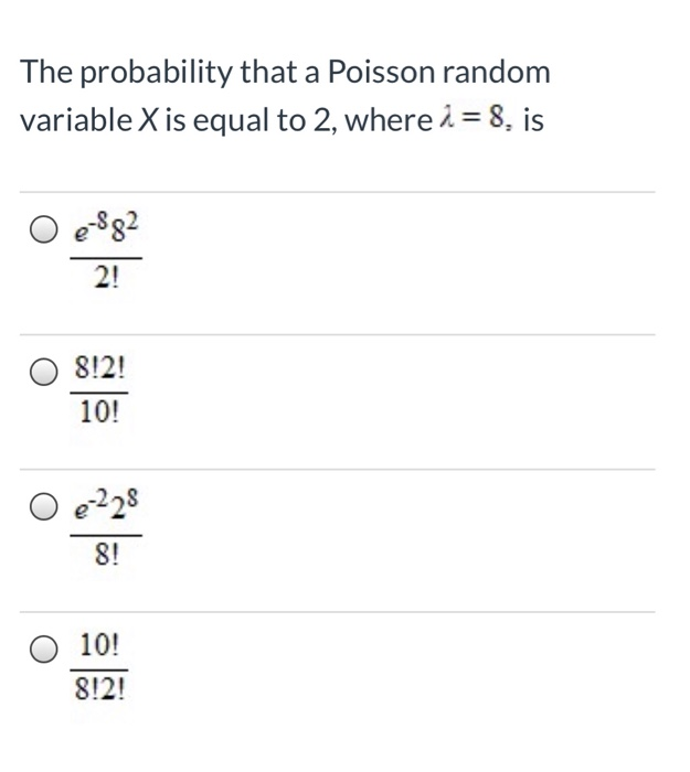 Solved The probability that a Poisson random variable X is | Chegg.com