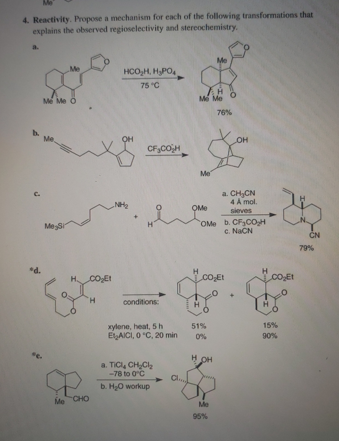 Solved Reactivity. Propose a mechanism for each of the | Chegg.com