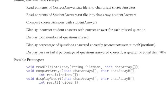 Solved Read contents of CorrectAnswers.txt file into char | Chegg.com Solved Read contents of CorrectAnswers.txt file into char | Chegg.com