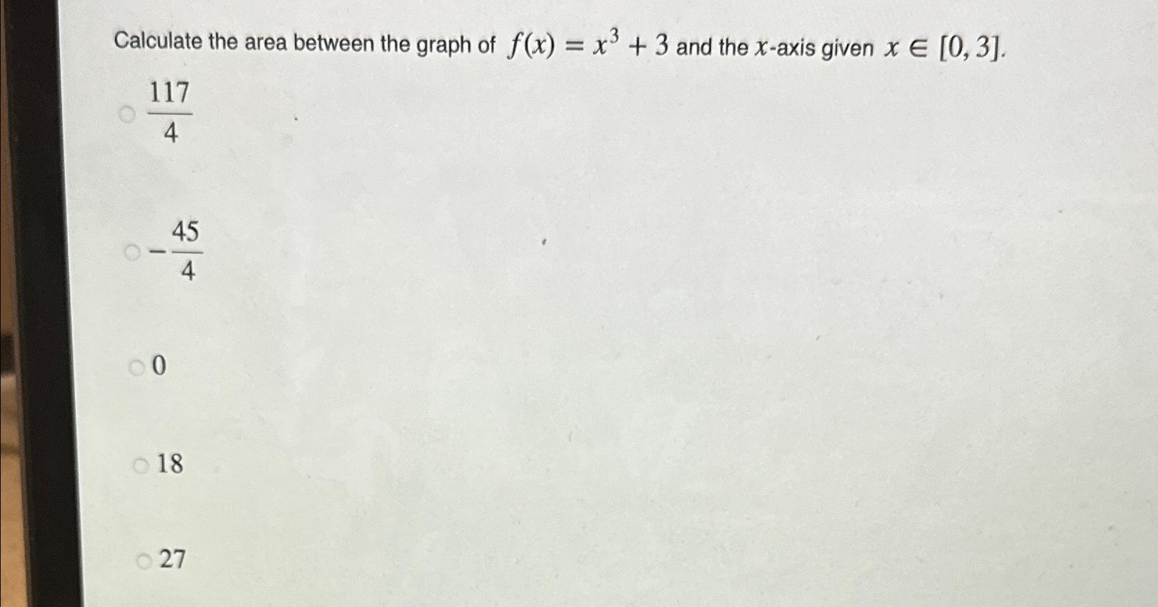 Solved Calculate the area between the graph of f(x)=x3+3 | Chegg.com