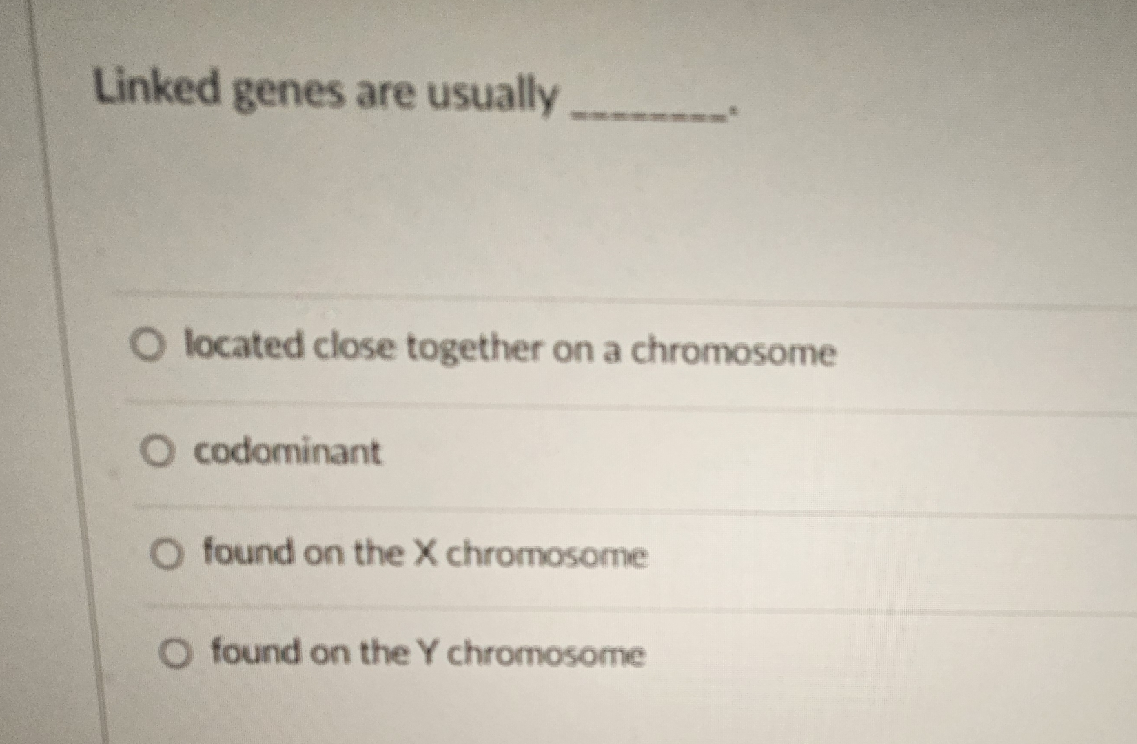 Solved Linked genes are usually q,located close together on | Chegg.com