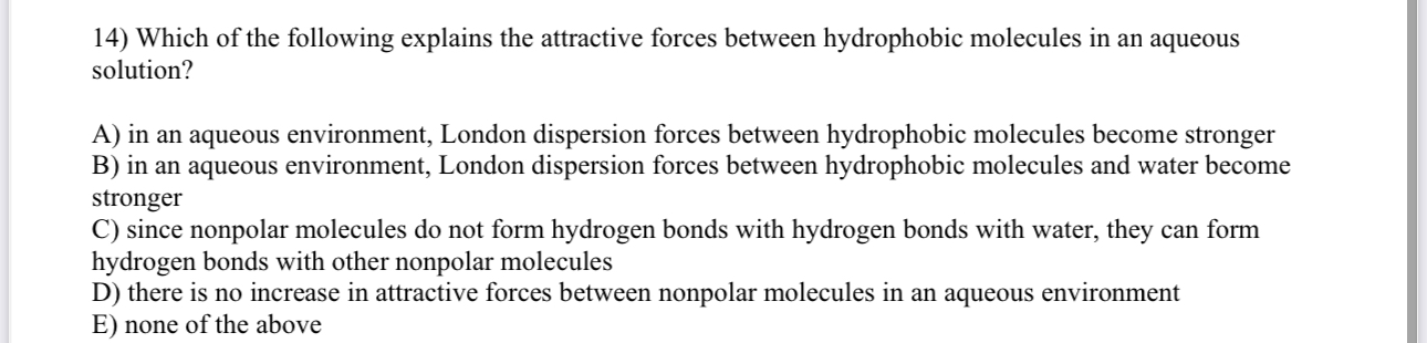 Solved Which of the following explains the attractive forces | Chegg.com
