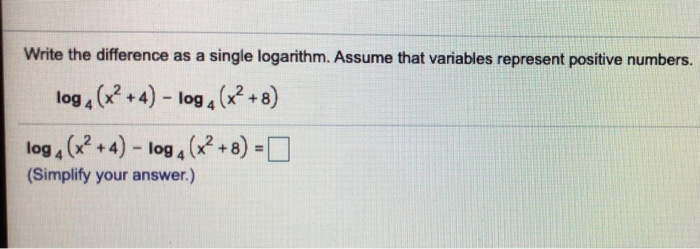 Solved Write the difference as a single logarithm. Assume | Chegg.com
