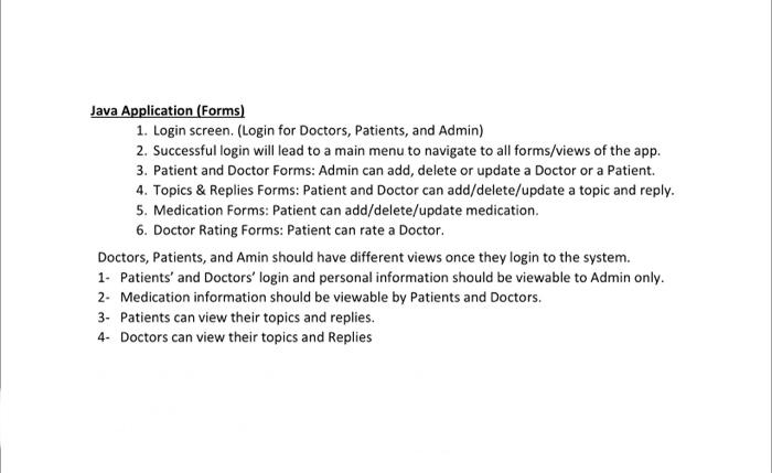 Java Application (Forms) 1. Login screen. (Login for | Chegg.com