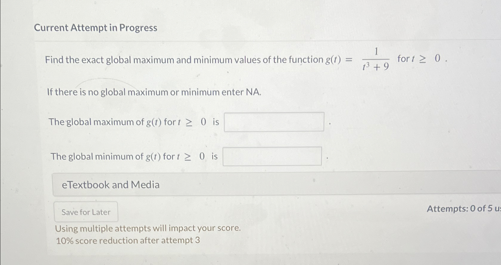 Solved Current Attempt in ProgressFind the exact global | Chegg.com