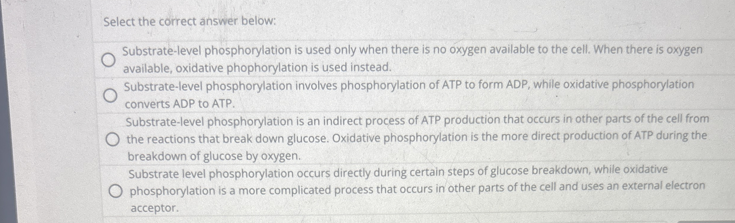 Solved Select the correct answer below:Substrate-level | Chegg.com