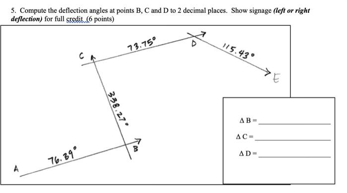 Solved 5. Compute the deflection angles at points B, C and D | Chegg.com