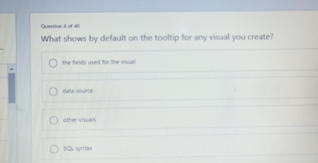 Solved Question 4 ﻿of 40What shows by default on the tooltip | Chegg.com