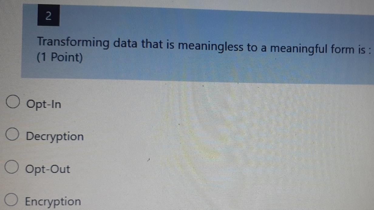 Solved 2 Transforming data that is meaningless to a | Chegg.com