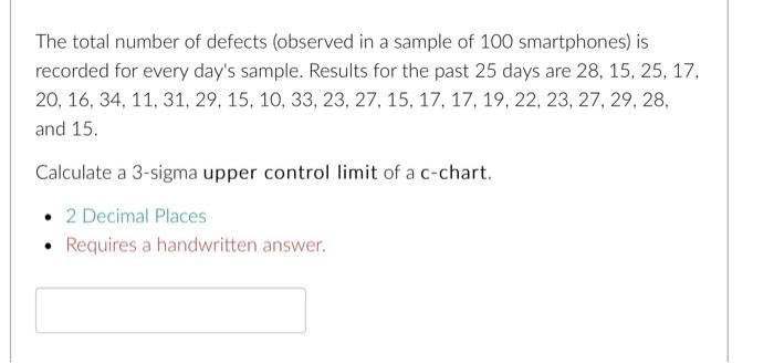 Solved The total number of defects (observed in a sample of | Chegg.com