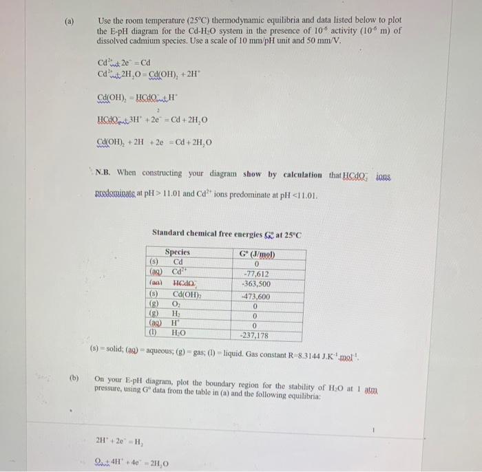 Solved (a) Use the room temperature (25°C) thermodynamic | Chegg.com