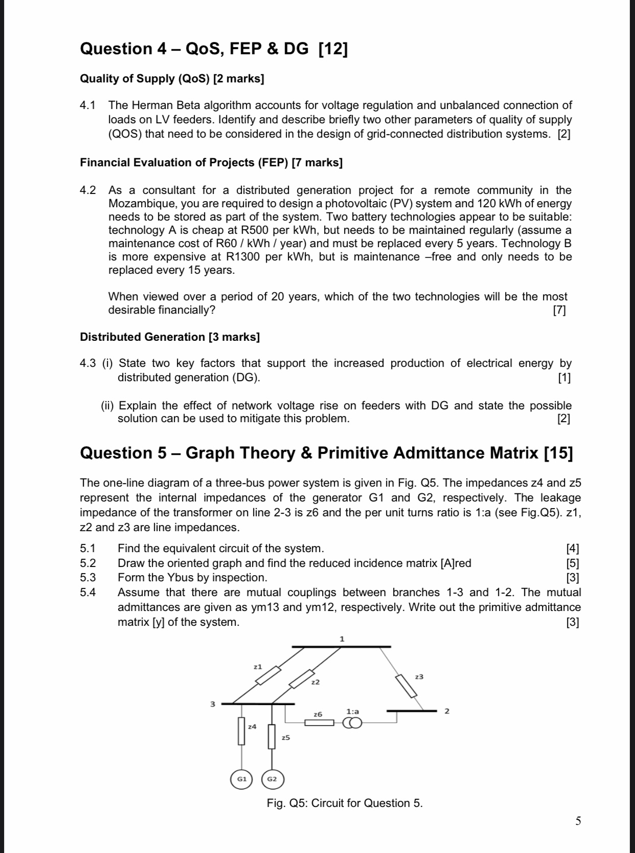 Solved Question 4 - ﻿QoS, FEP & DG [12]Quality of Supply | Chegg.com
