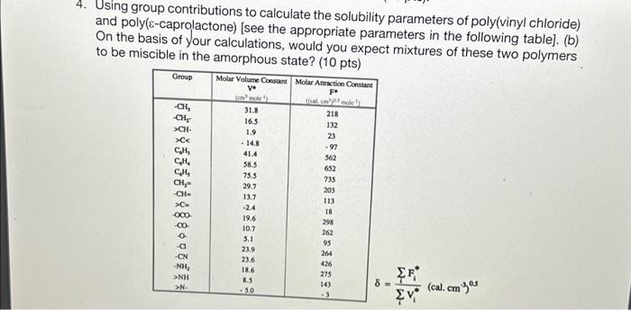 Solved 4. Using group contributions to calculate the | Chegg.com