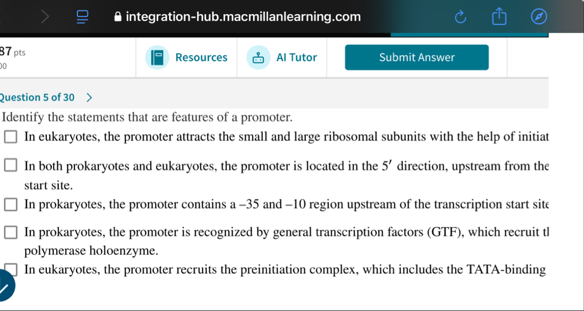 Solved integration-hub.macmillanlearning.com87 | Chegg.com