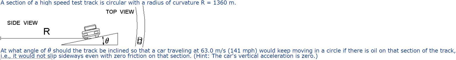 Solved A section of a high speed test track is circular with | Chegg.com