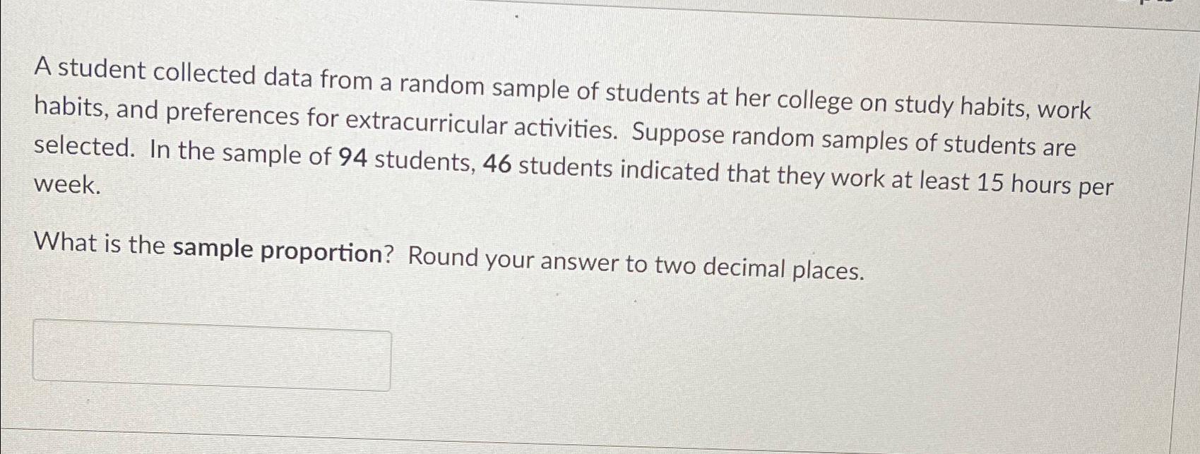 Solved A student collected data from a random sample of | Chegg.com