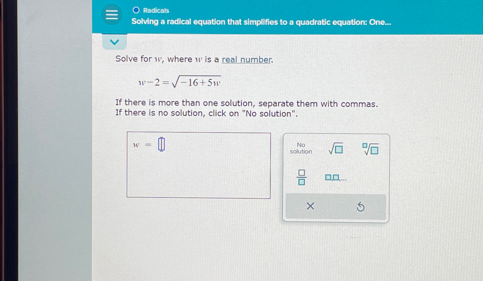 Solved RadicalsSolving a radical equation that simplifies to | Chegg.com