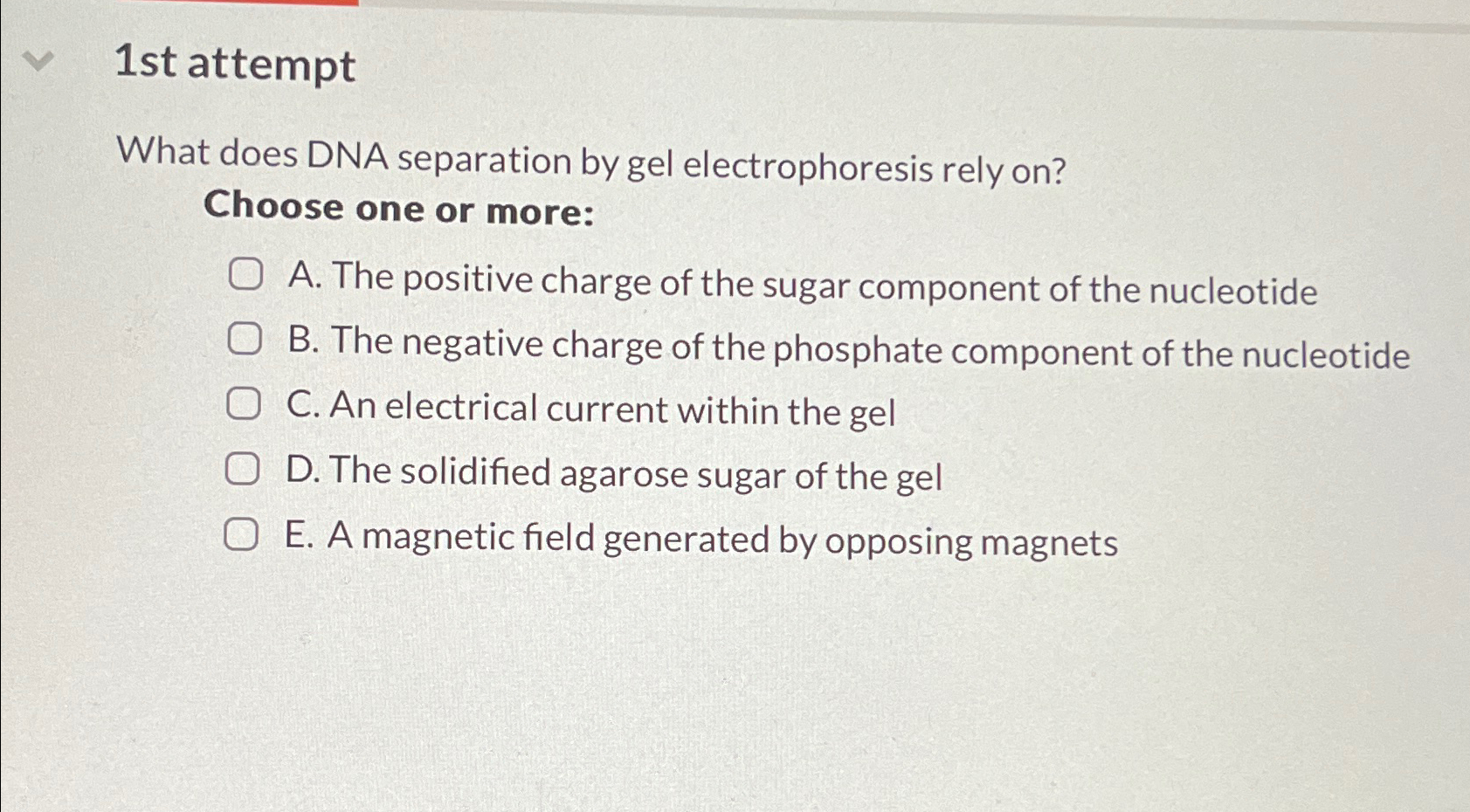 Solved 1st attemptWhat does DNA separation by gel | Chegg.com